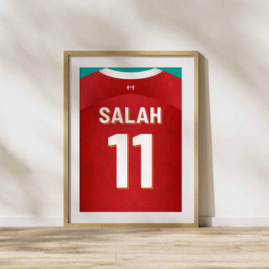 Mohamed Salah Football Shirt Poster Liverpool FC 2023-24 Home Jersey ...