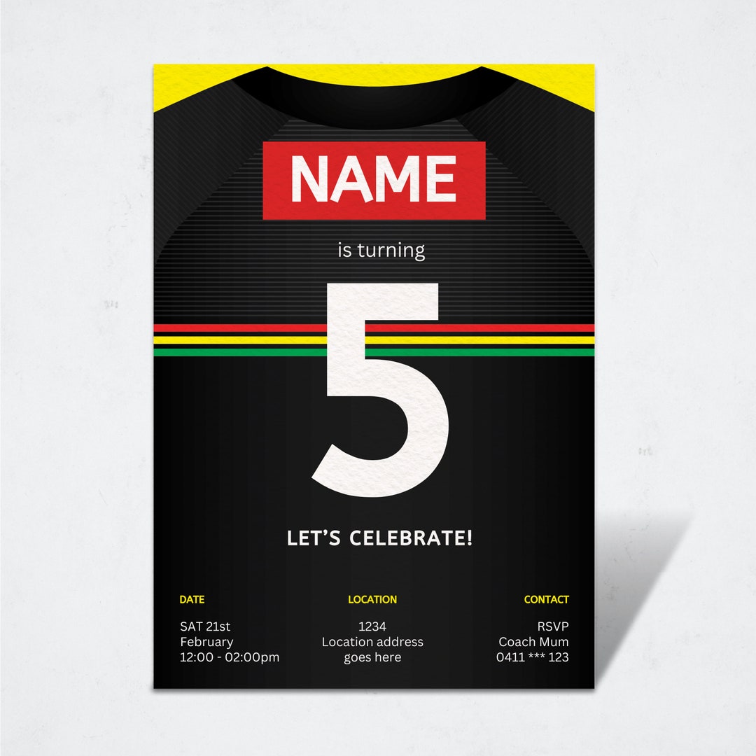 Penrith Panthers Birthday Invitation - Custom NRL Birthday Invitation ...