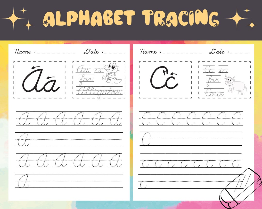 26 Cursive Printable Alphabet Upper & Lowercase. Preschool-kdg - Etsy