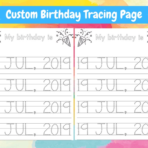 My Birthday is Tracing Template - Etsy