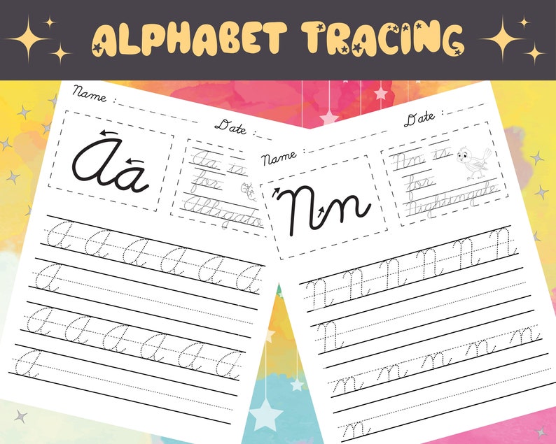 26 Cursive Printable Alphabet Upper & Lowercase. Preschool-kdg - Etsy