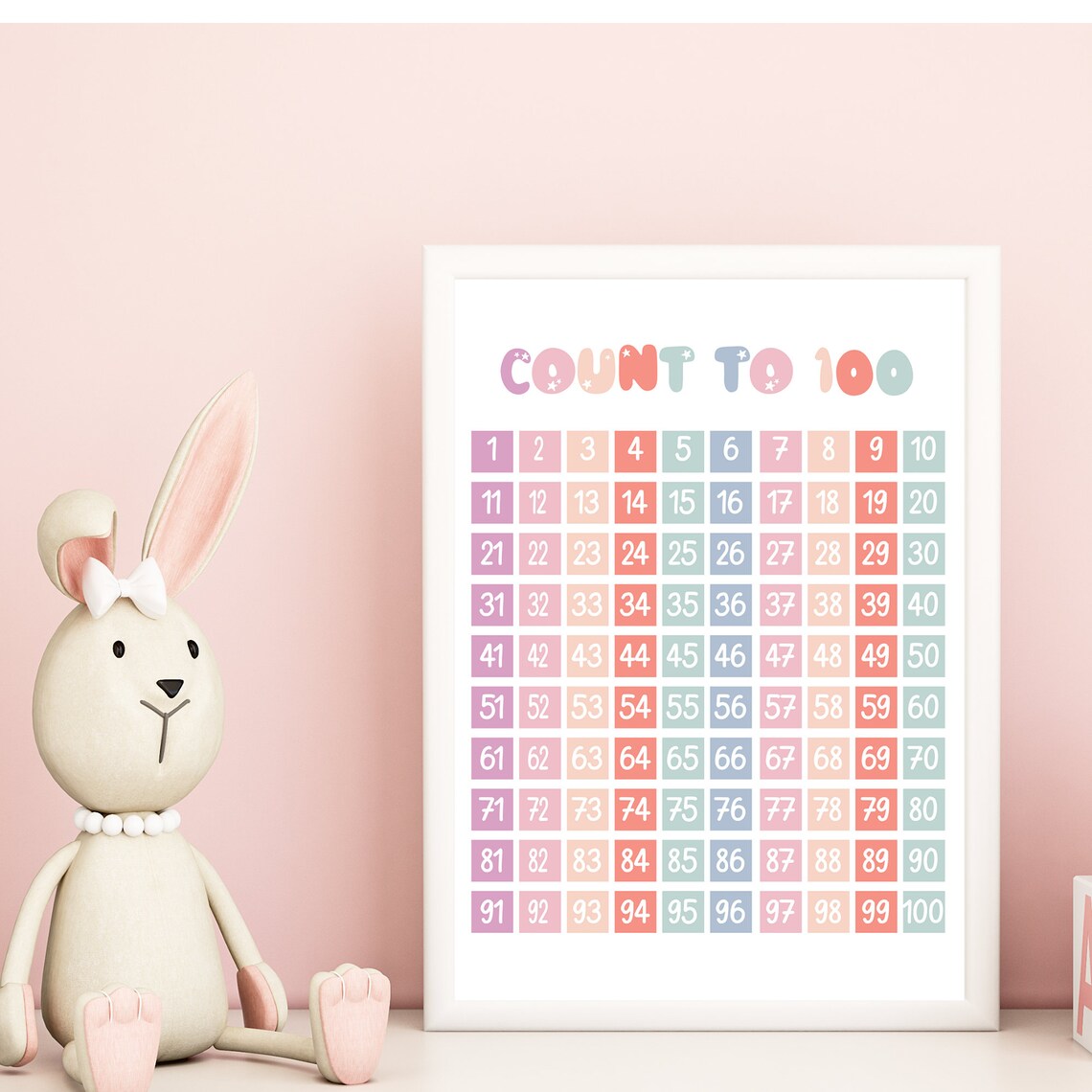 Count to 100 Hundreds Chart Printable for Educational Wall - Etsy