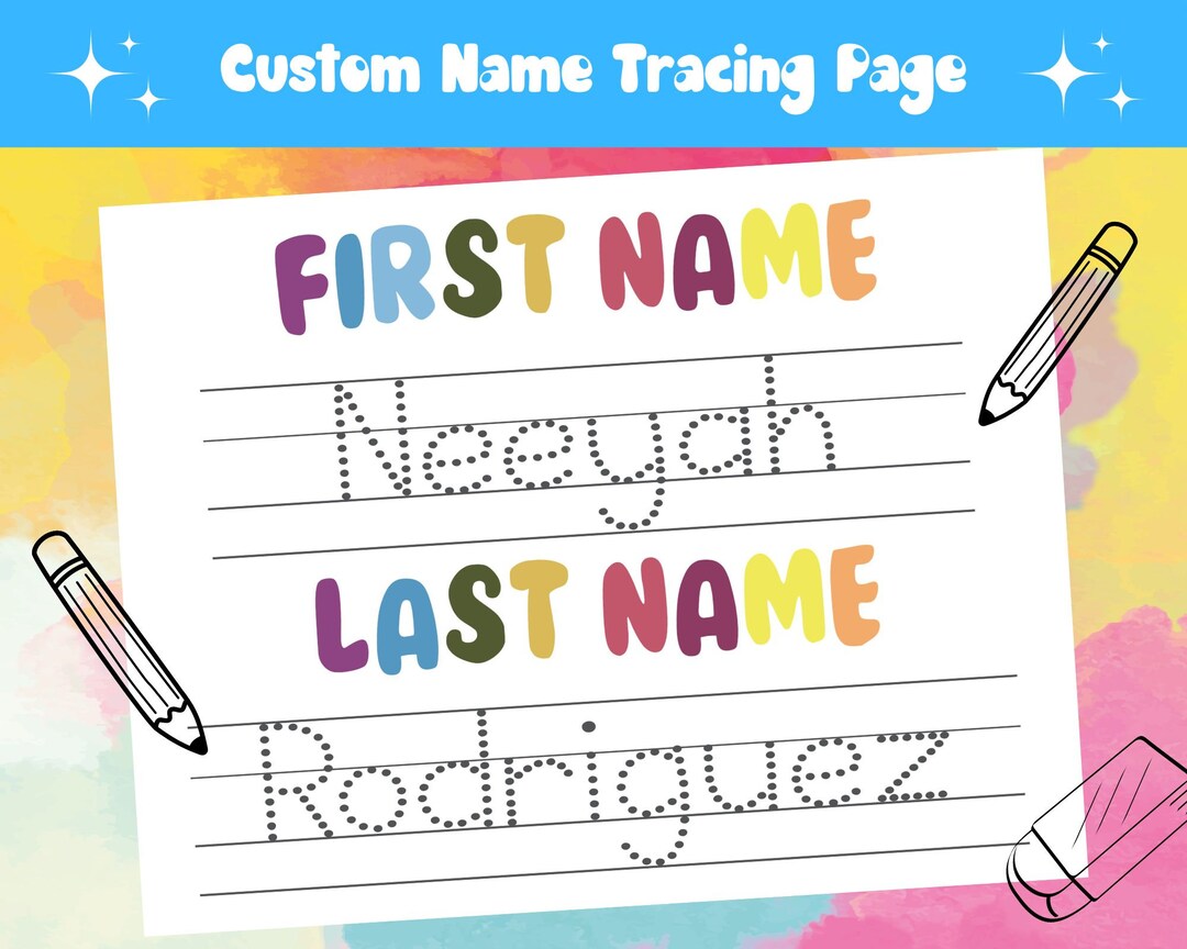 Printable Name Tracing for Kids: Custom Handwriting Practice - Etsy
