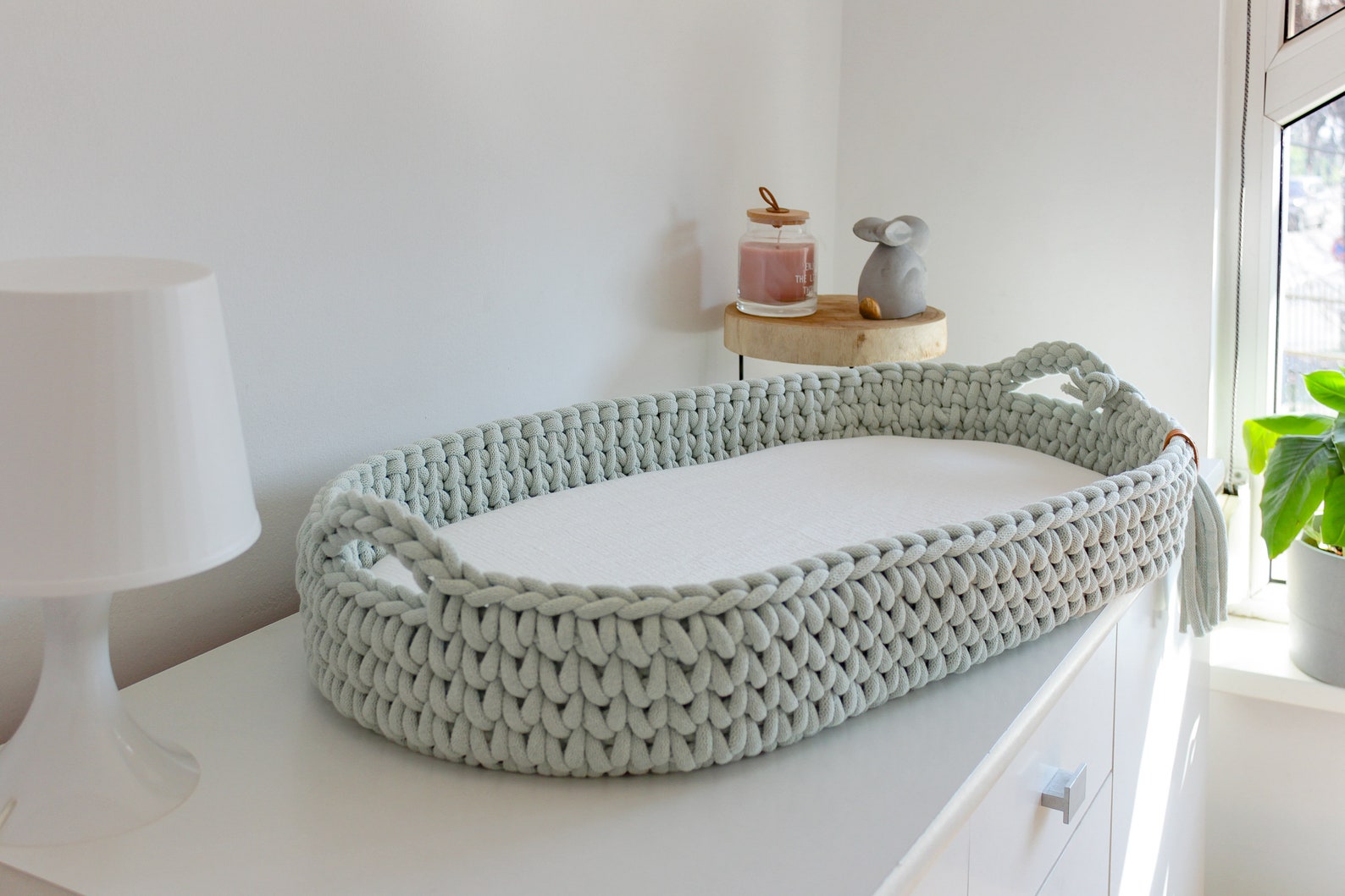Baby Changing Basket, Neutral Nursery Decor, Diaper Changing Mat, Dusty ...