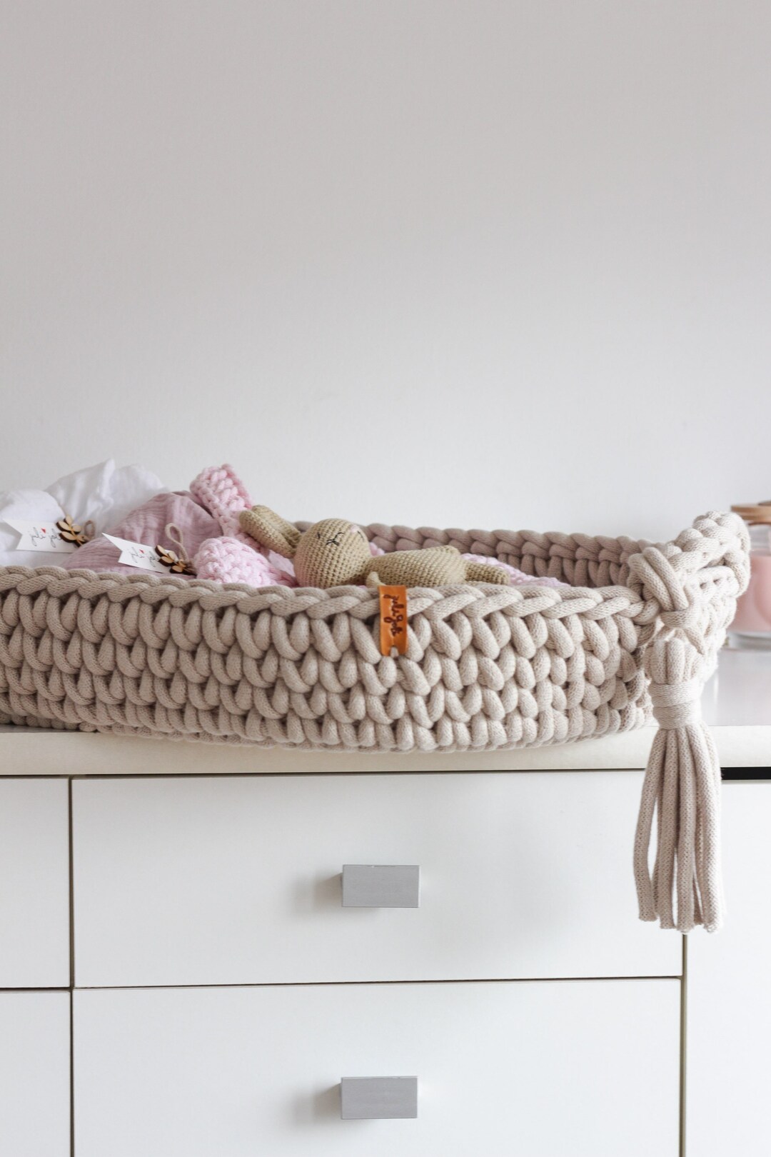 Baby Changing Basket, Beige Changing Table, Neutral Nursery Decor ...