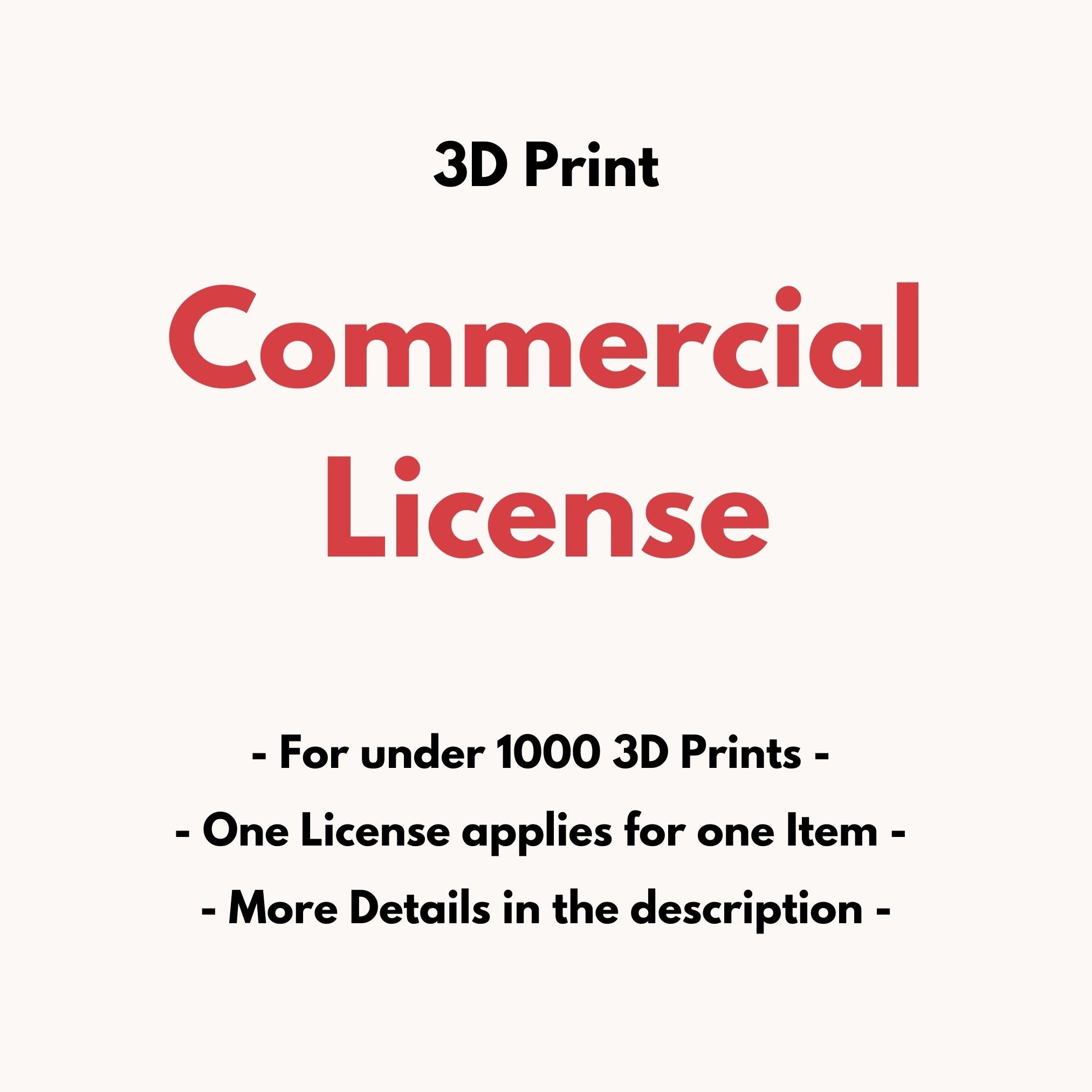 Commercial License for 3d Prints - Etsy