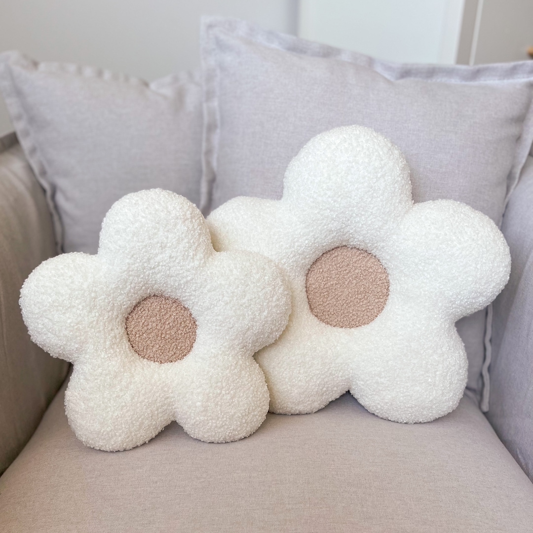 Sand and White Daisy Flower Shaped Cushion Made With a - Etsy Australia
