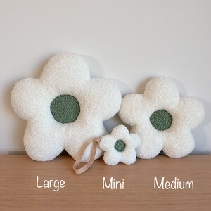 Green and White Daisy Flower Shaped Cushion Made With a Textured Boucle ...