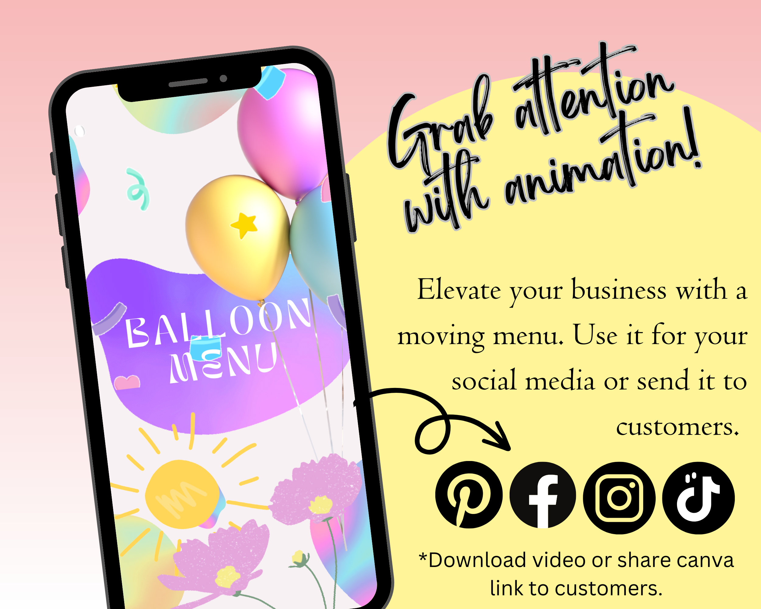 BALLOON MENU, Animated, Fun Theme, Balloon Pricing, Animation Audio ...