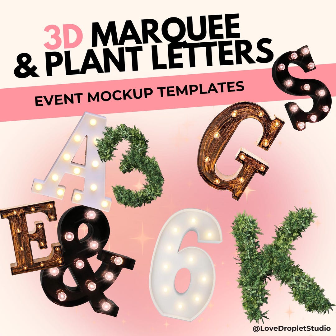 LED & Plant Letters Mockup Templates: Event Styling (digital Download ...