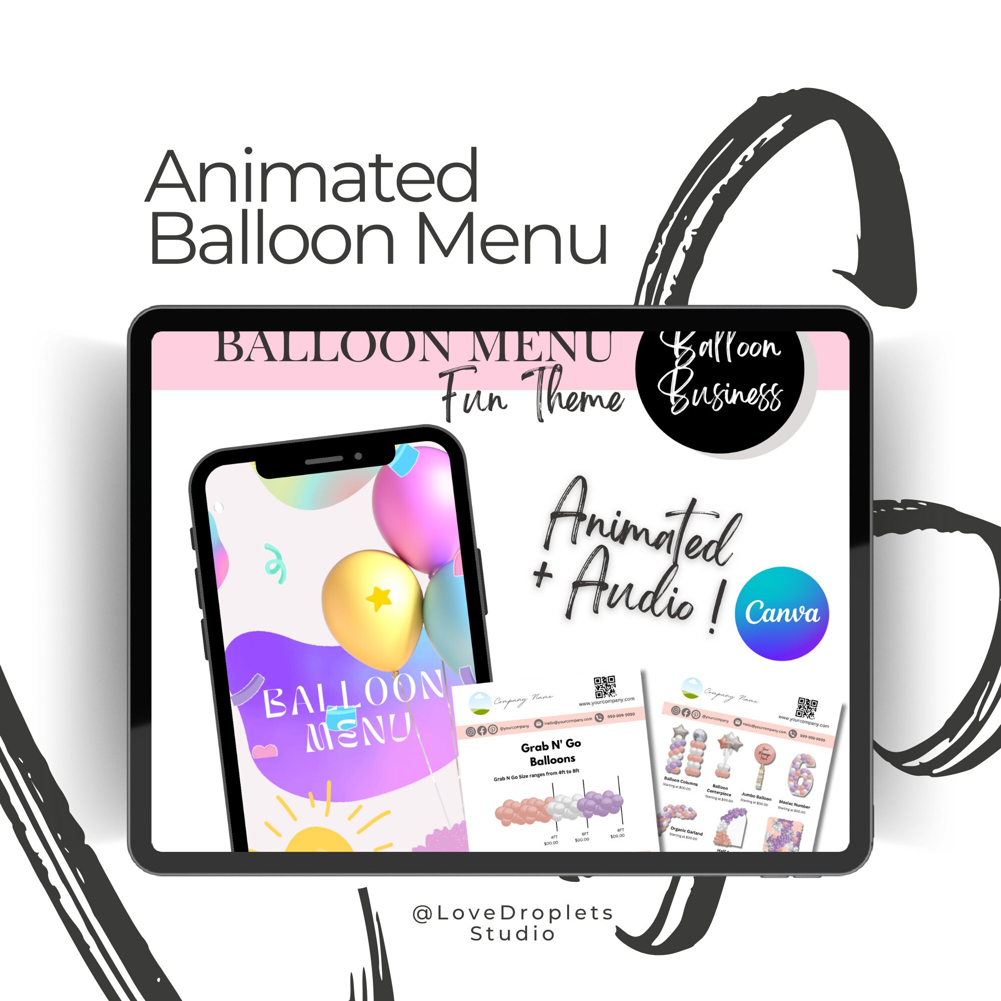 BALLOON MENU, Animated, Fun Theme, Balloon Pricing, Animation Audio ...