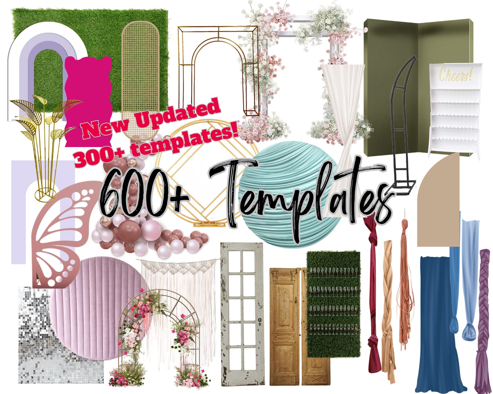 BACKDROP Digital Canva Template Wedding Event Frame Mockup Decor Party ...