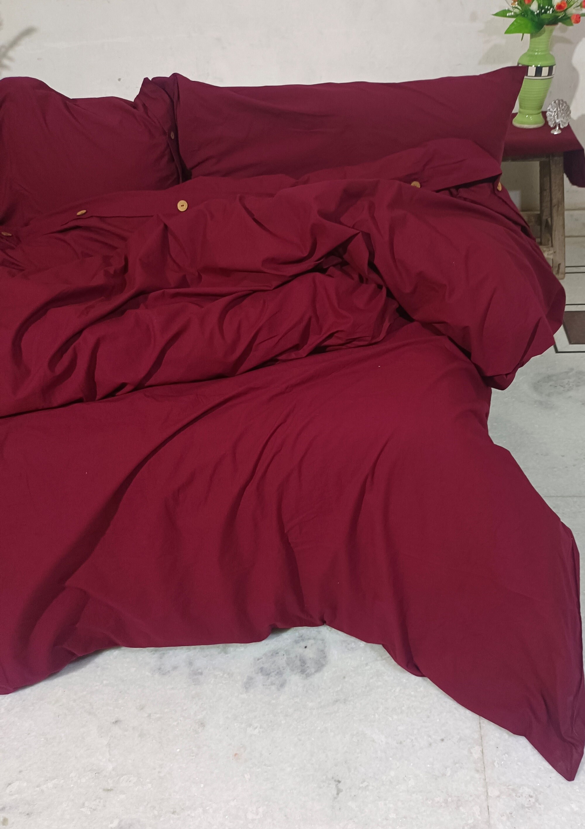 Maroon Duvet Cover 3 Piece Cotton Bedding Set Home Decor Bed Cover ...