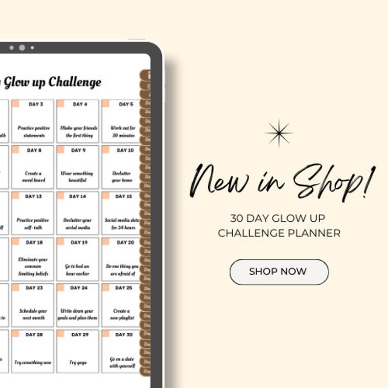 30 Day Glow up Challenge Glow up Journal Good Notes Planner iPad ...