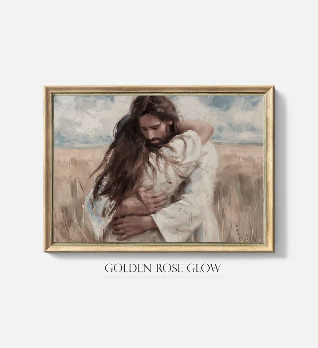 Jesus Hugging Girl Printable Painting Minimalist | Modern Christian ...