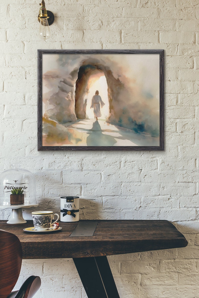 Easter Resurrection Decor | He is Risen | Jesus Art Empty Tomb Painting ...