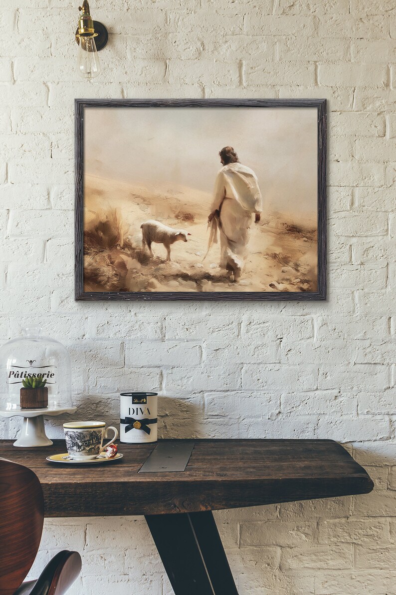Parable of the Lost Sheep Print Jesus Leaves 99 Painting Downloadable ...