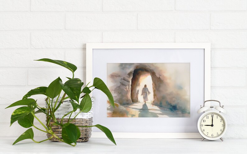 Easter Resurrection Decor | He is Risen | Jesus Art Empty Tomb Painting ...