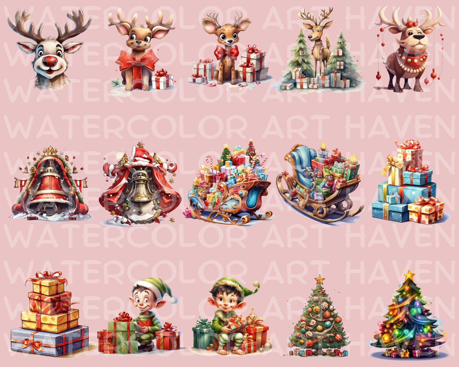 Christmas Wonderland Clip Art Collection, 50 PNG Bundle, Whimsical ...