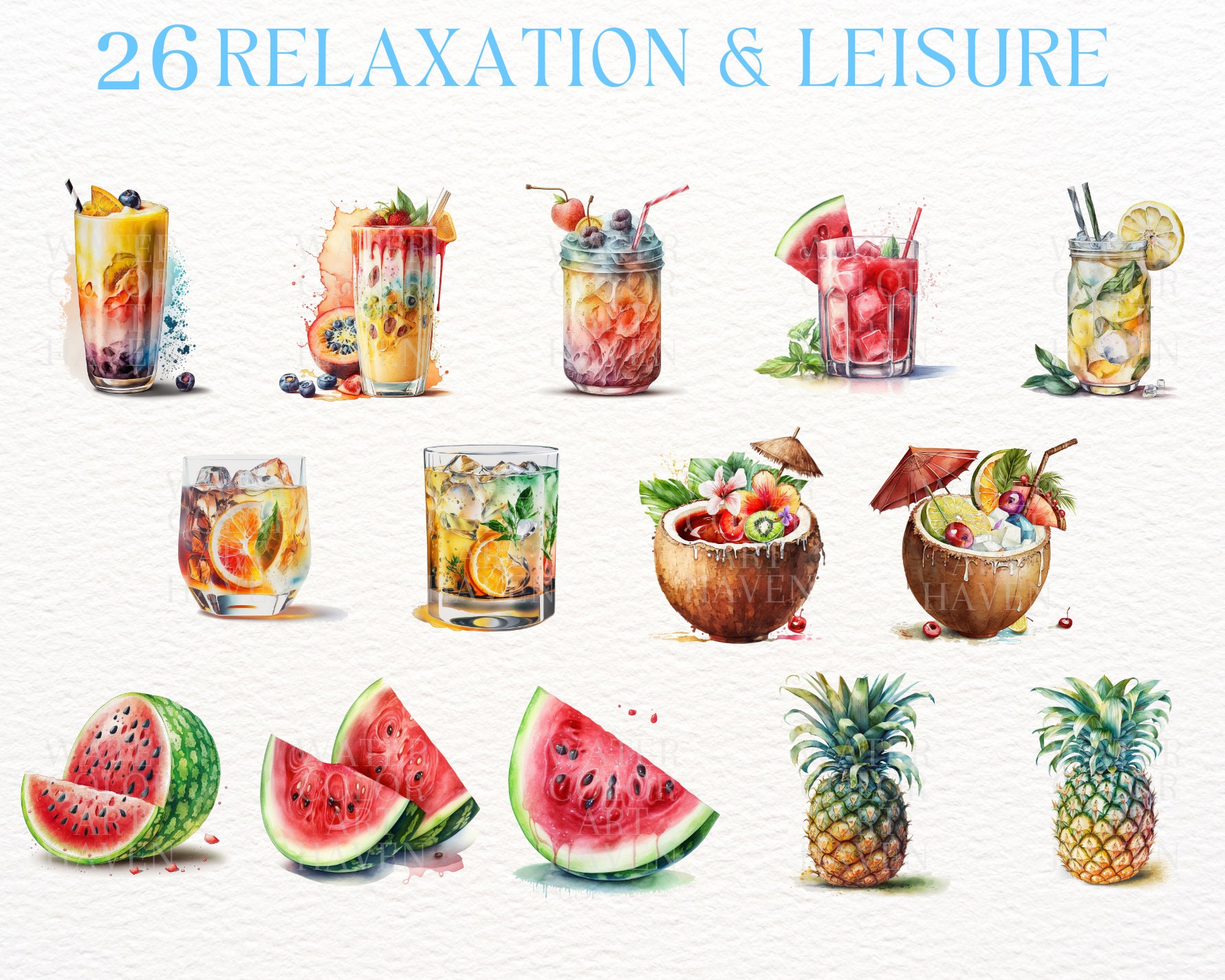 Watercolor Summer Clipart Watercolor Summer PNG Commercial Use Summer ...