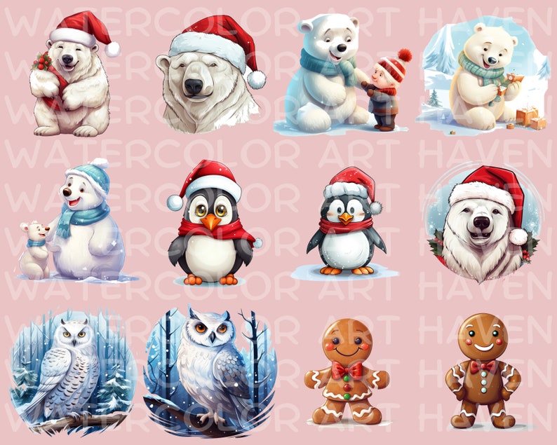 Christmas Clipart Bundle Santa Claus PNG Holiday Ornaments Decoration ...