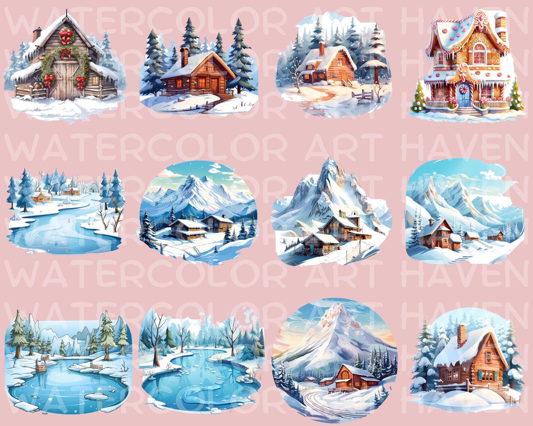 Christmas Wonderland Clip Art Collection, 50 PNG Bundle, Whimsical ...