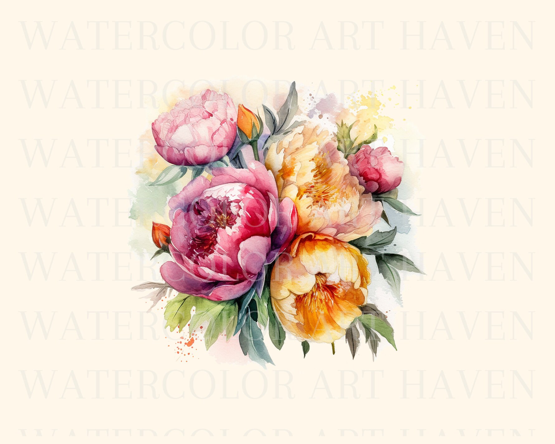 Watercolor Peonies Clipart, Spring Wedding Flowers Clipart Bundle, Wild ...