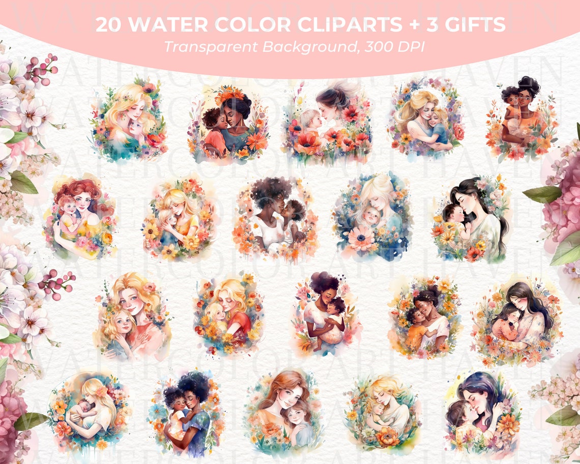 Mother’s Day Clipart, Mother Baby Clipart, Mother and Daughter ...