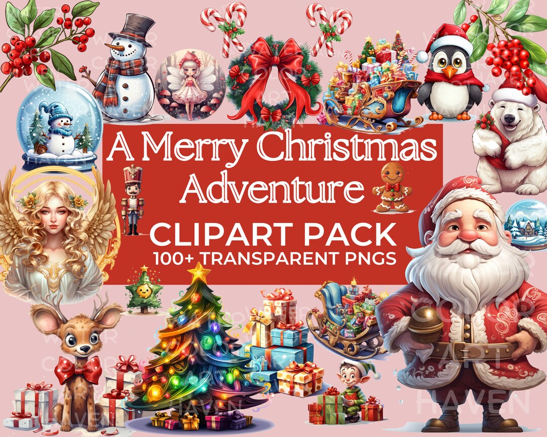Christmas Wonderland Clip Art Collection, 50 PNG Bundle, Whimsical ...