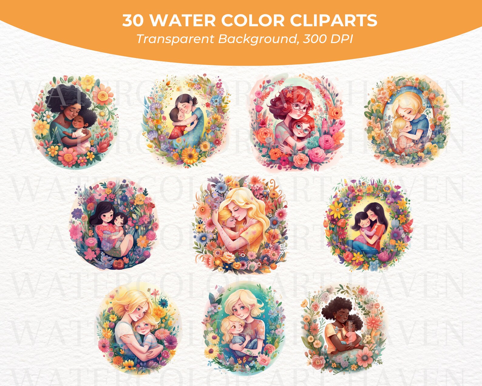 Mothers Day Clipart, Mother-daughter Clipart, Mother and Daughter ...