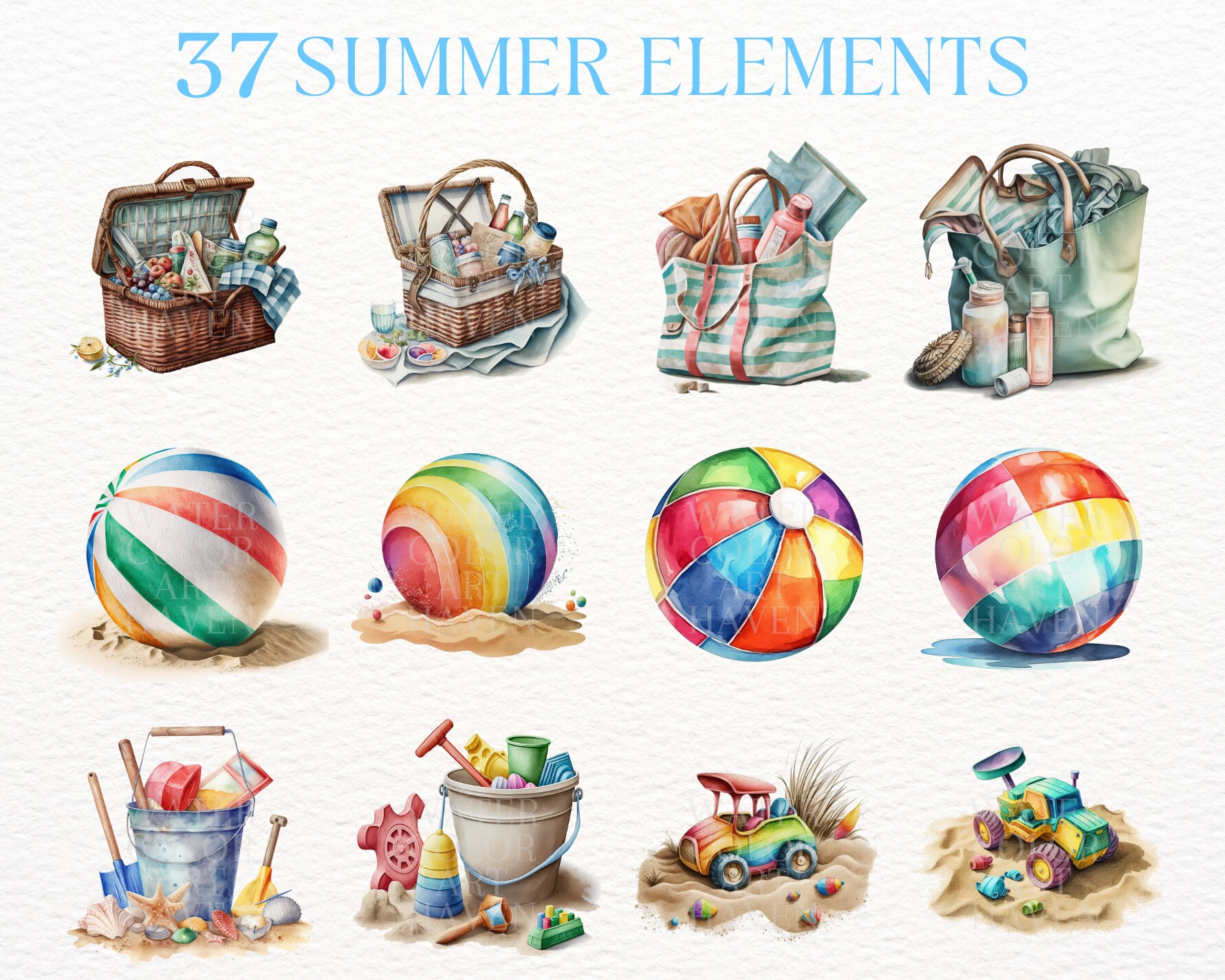 Watercolor Summer Clipart Watercolor Summer PNG Commercial Use Summer ...