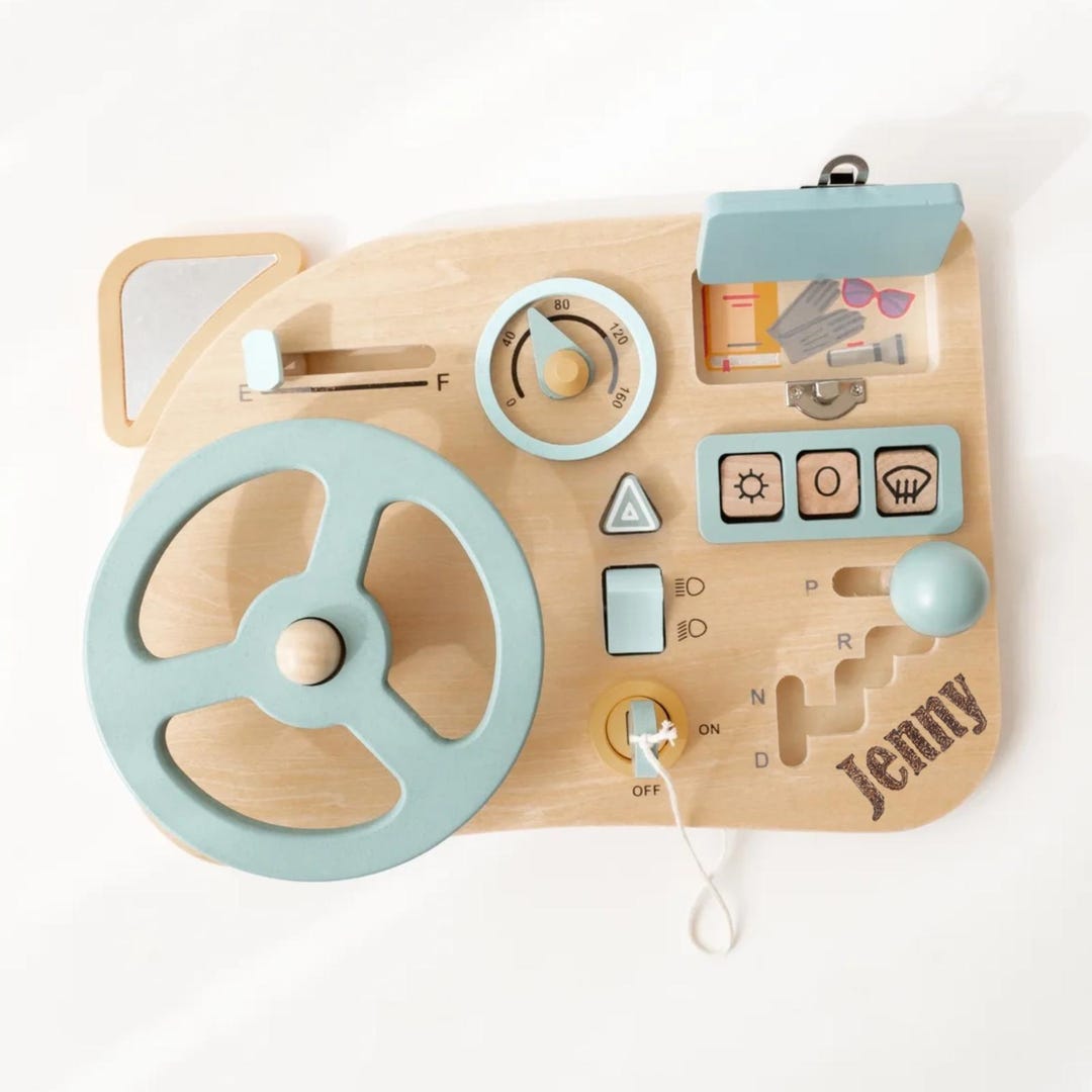 Montessori Car Busy Board: Wooden Steering Wheel Sensory Toy - Etsy