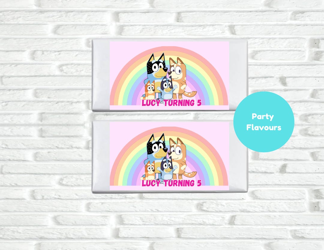 Personalised Bluey and Bingo Chocolate Aldi Wrappers Birthday Party ...