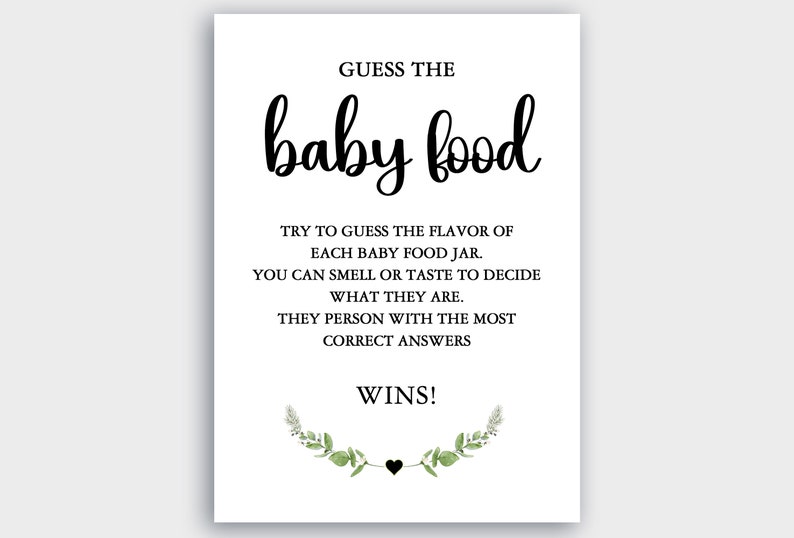 Guess the Baby Food Baby Shower Game Food Game Baby Food - Etsy