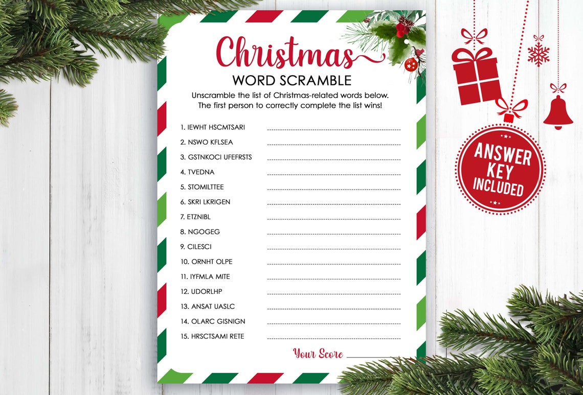 Printable Christmas Word Scramble Game Christmas Printable Games Fun ...