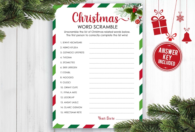 Printable Christmas Word Scramble Game Christmas Printable Games Fun ...