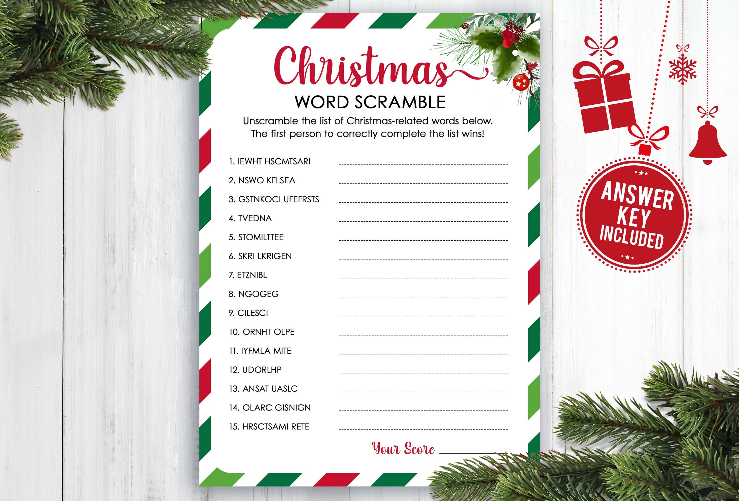 Printable Christmas Word Scramble Game Christmas Printable Games Fun ...