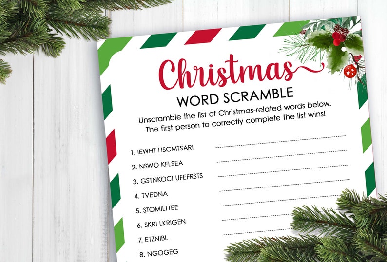Printable Christmas Word Scramble Game Christmas Printable Games Fun ...