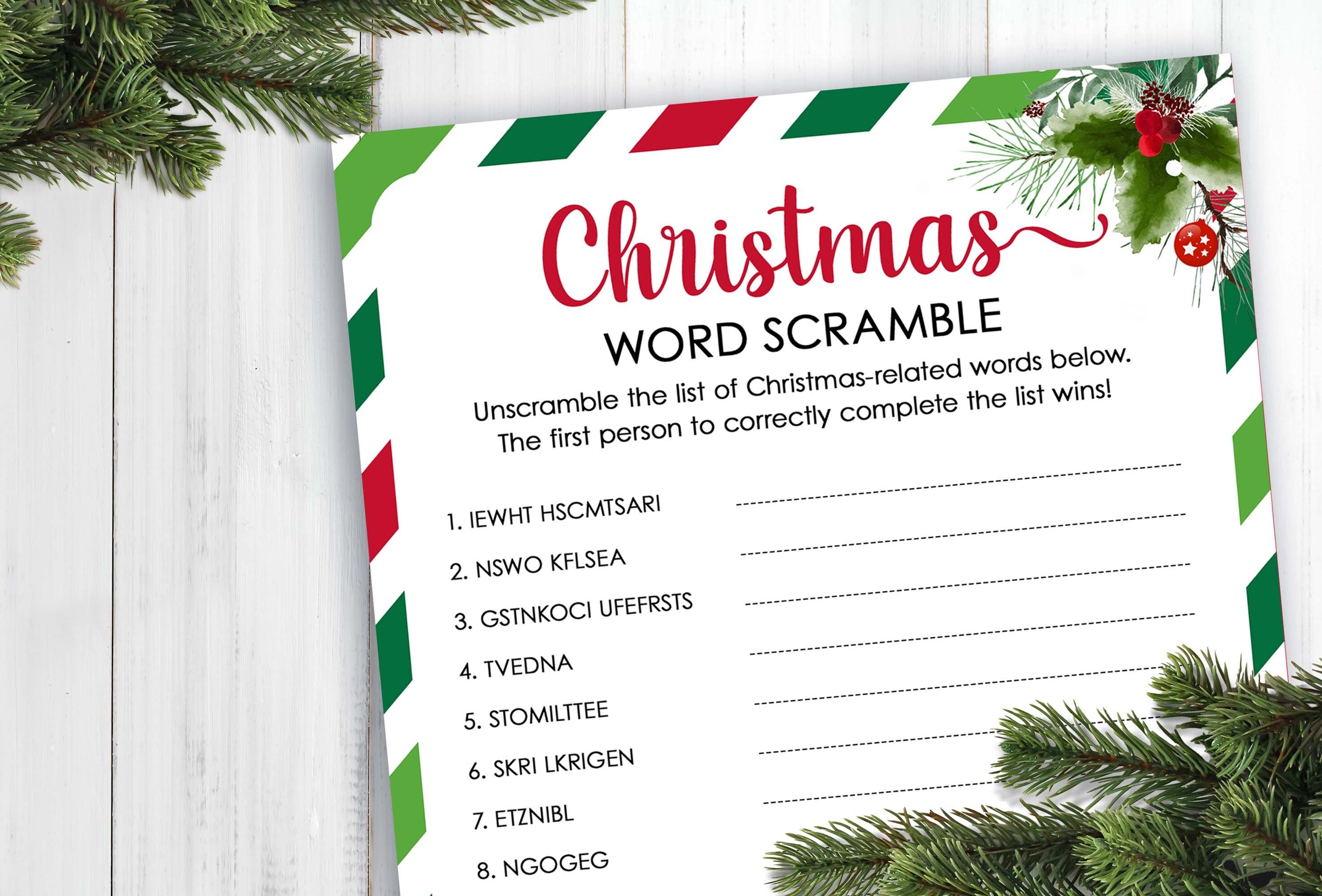 Printable Christmas Word Scramble Game Christmas Printable Games Fun ...