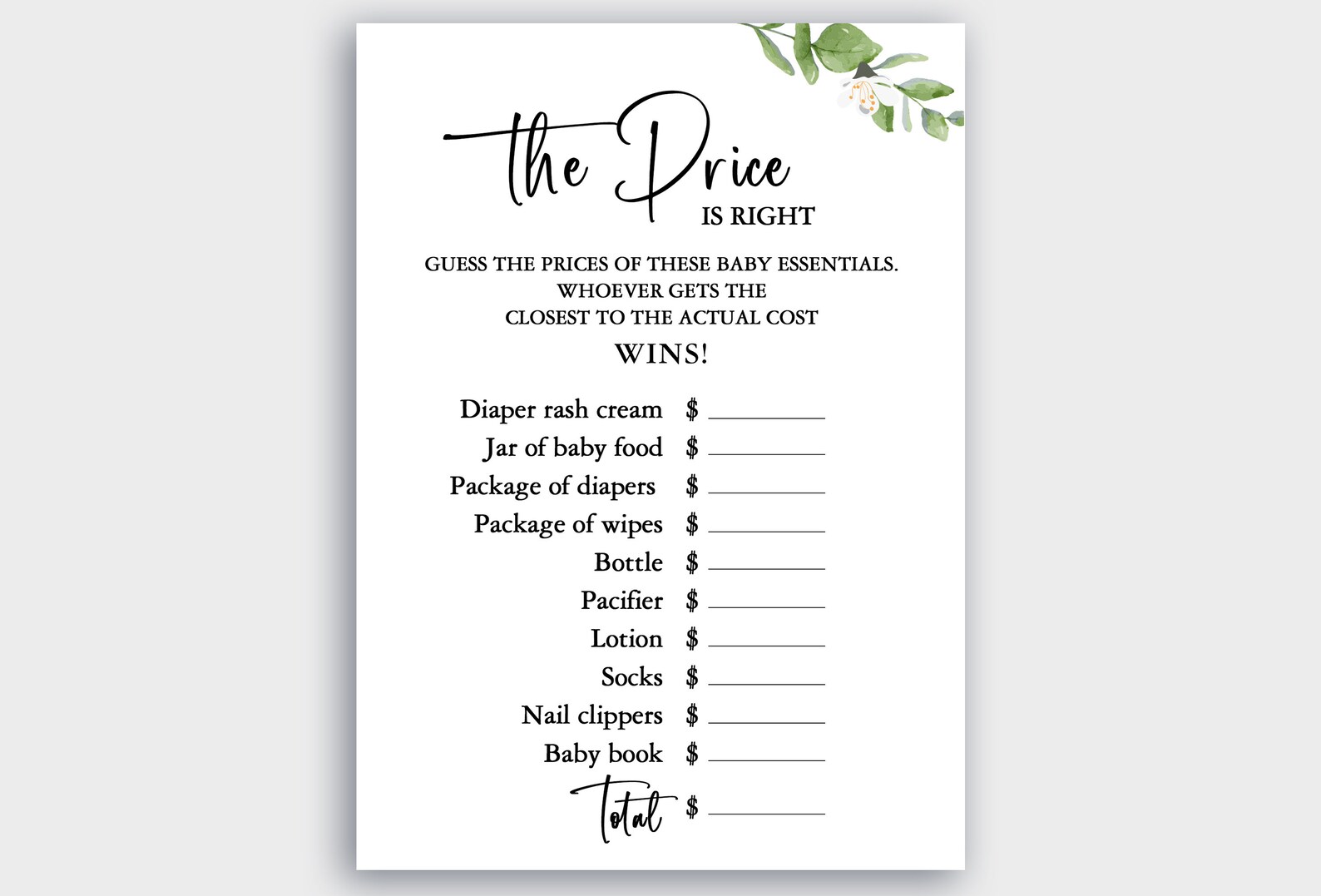 Price is Right Baby Shower Price Tag Game Baby Shower Games ...