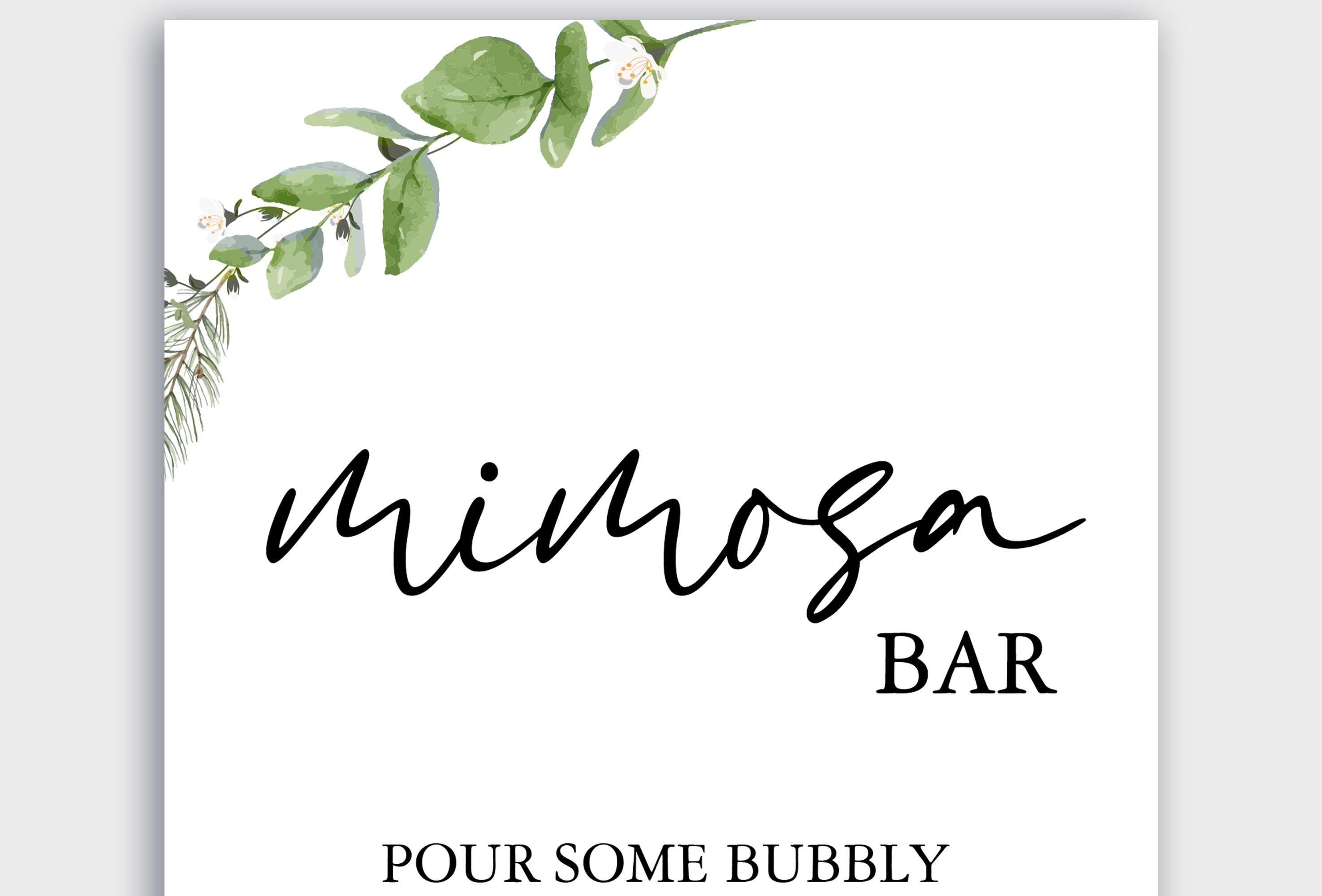 Mimosa Bar Sign Printable Greenery Bridal Shower Mimosa Bar Sign Mimosa ...