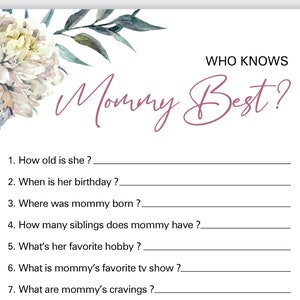 Who Knows Mommy Best Game How Well Do You Know Mommy to Be Greenery ...