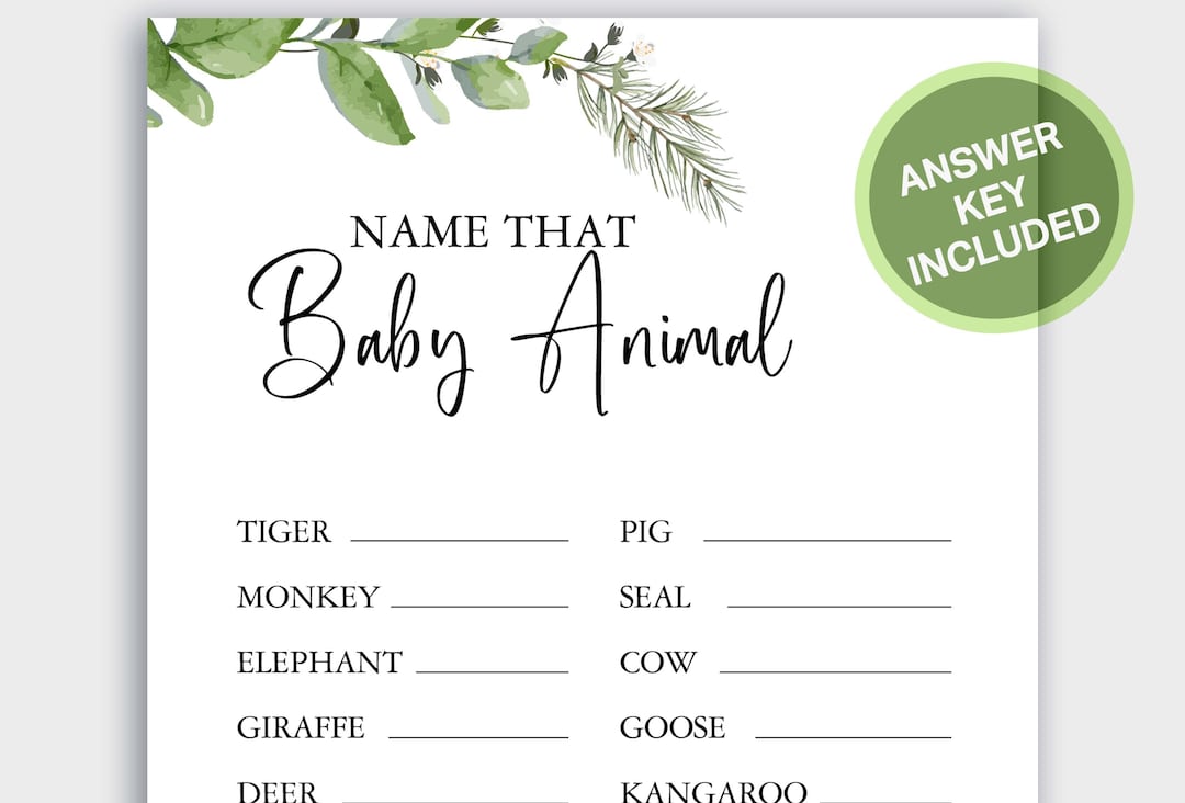 Baby Animal Game Baby Shower Guess Baby Animals Leaves Shower Games ...