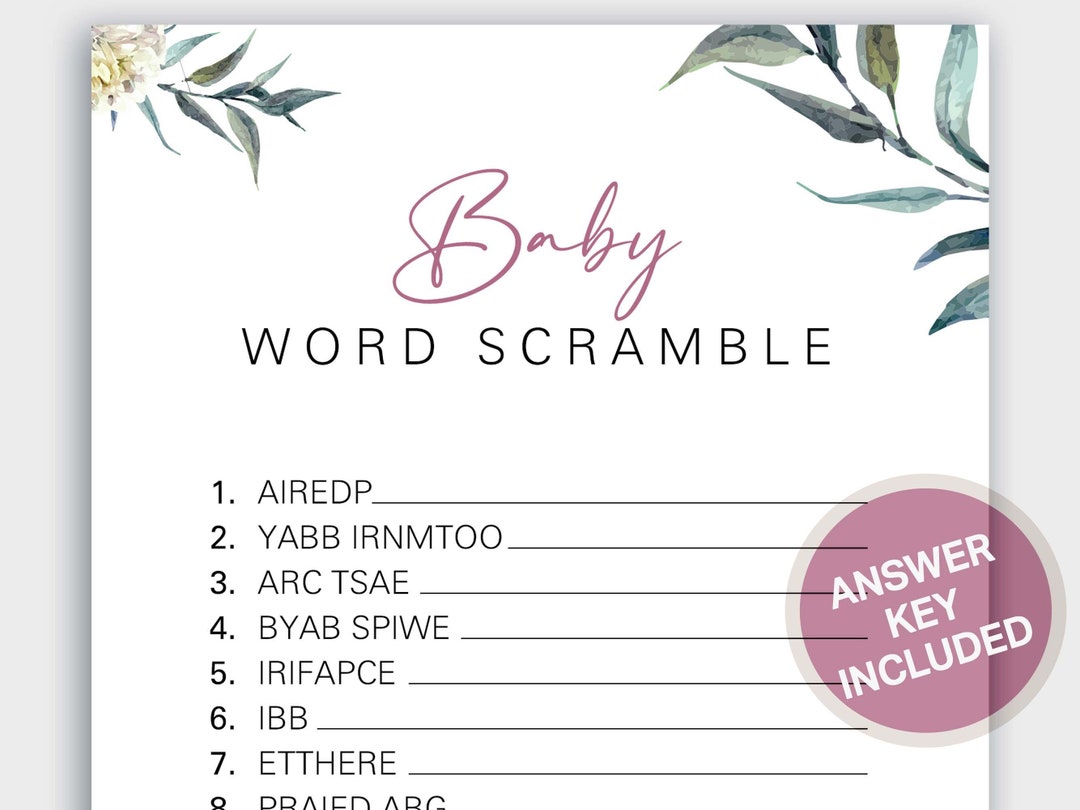 Baby Word Scramble Game Word Scramble Baby Shower Game Baby Scramble ...