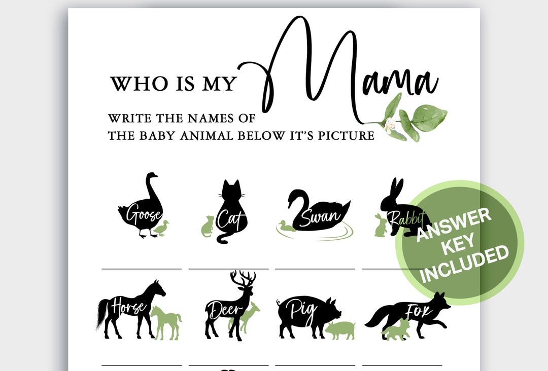 Who is My Mama Game Baby Animals Game Printable Guess Baby Animals ...