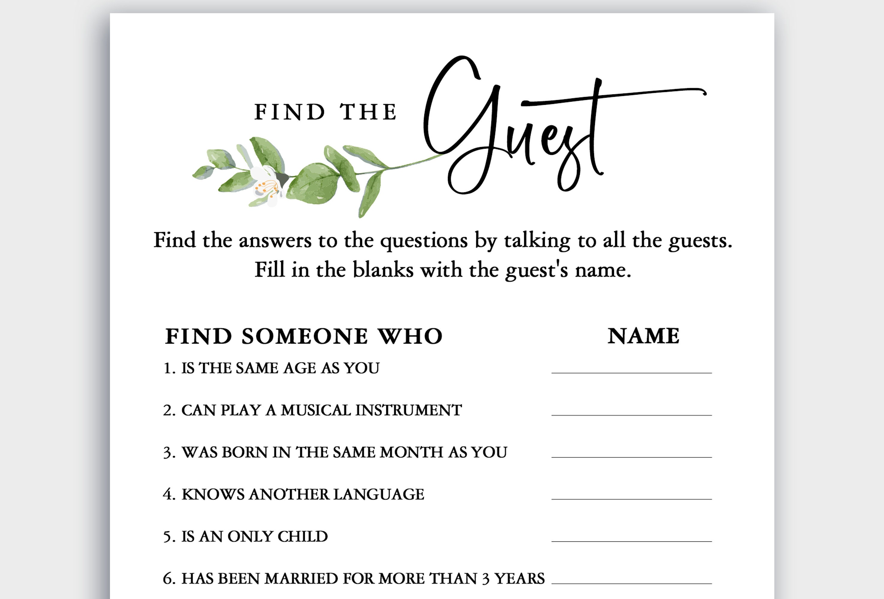 Find the Guest Baby Shower Game Gender Neutral Printable - Etsy