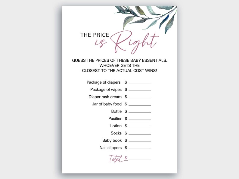 Price is Right Baby Shower Price Tag Game Baby Shower Games ...