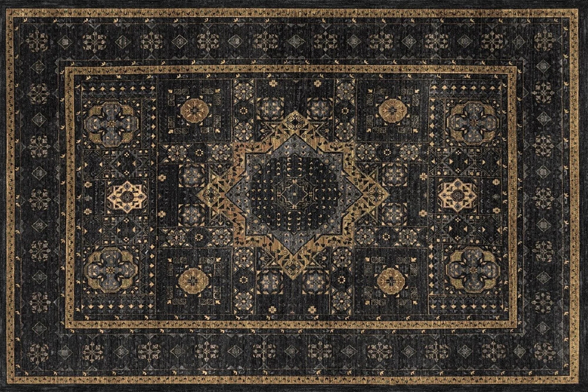 Gold and Black Rug Simple Black Rug Vintage Black Rug 3x8 - Etsy