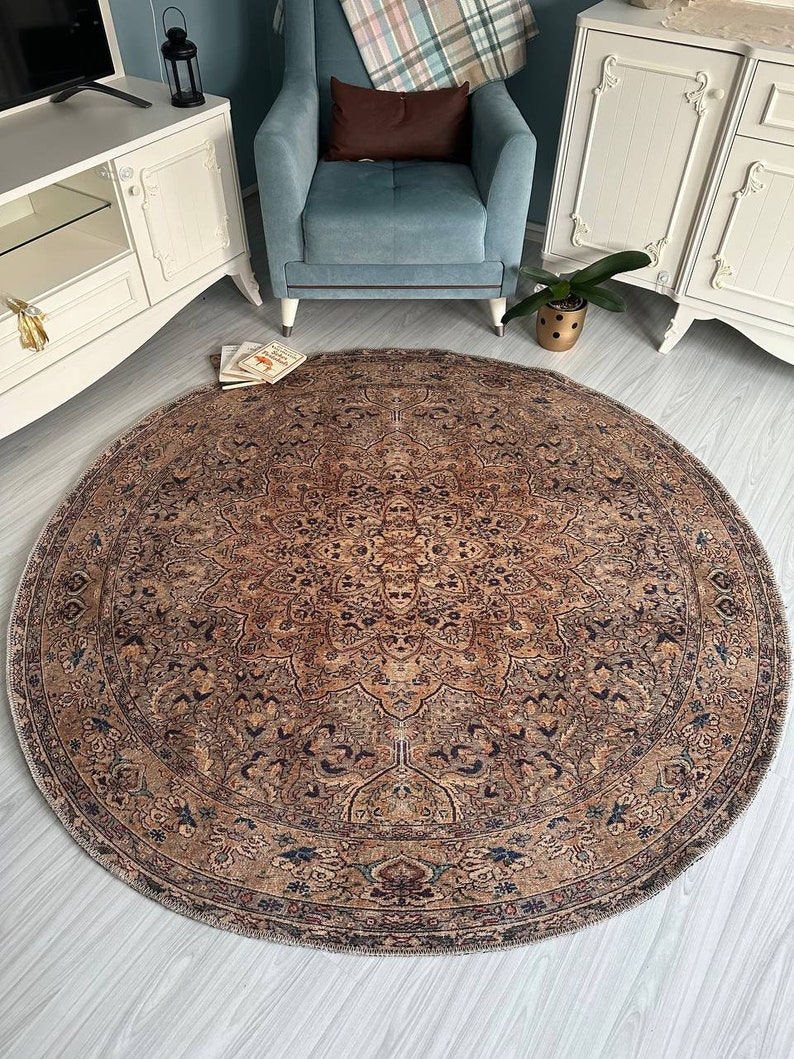 Earth Tones Rug Circle Rug Aesthetic Circle Rug Boho Round - Etsy