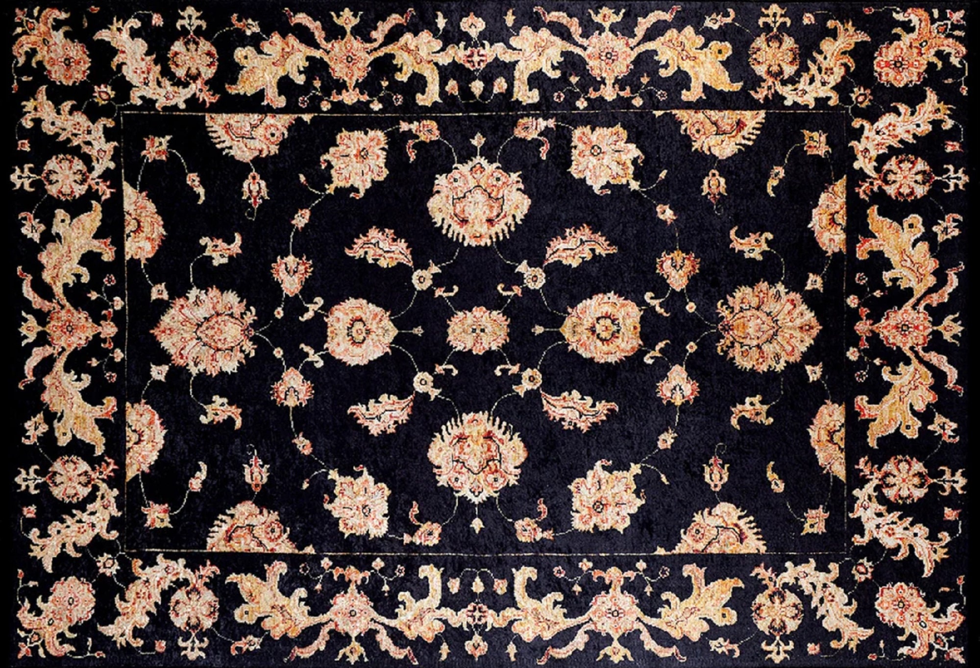 Black Rug, Black Persian Rug, Black and Gold Rug, Kitchen Rug Black ...